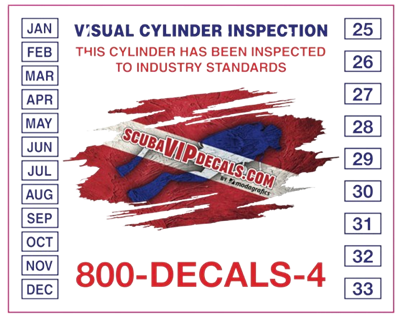 Oxygen Tank Visual Inspection Decals - Scuba Air Tank Decals